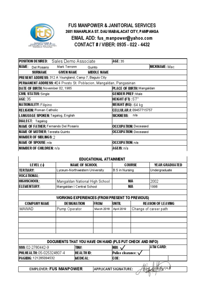 Agency Form For All Applicants | PDF