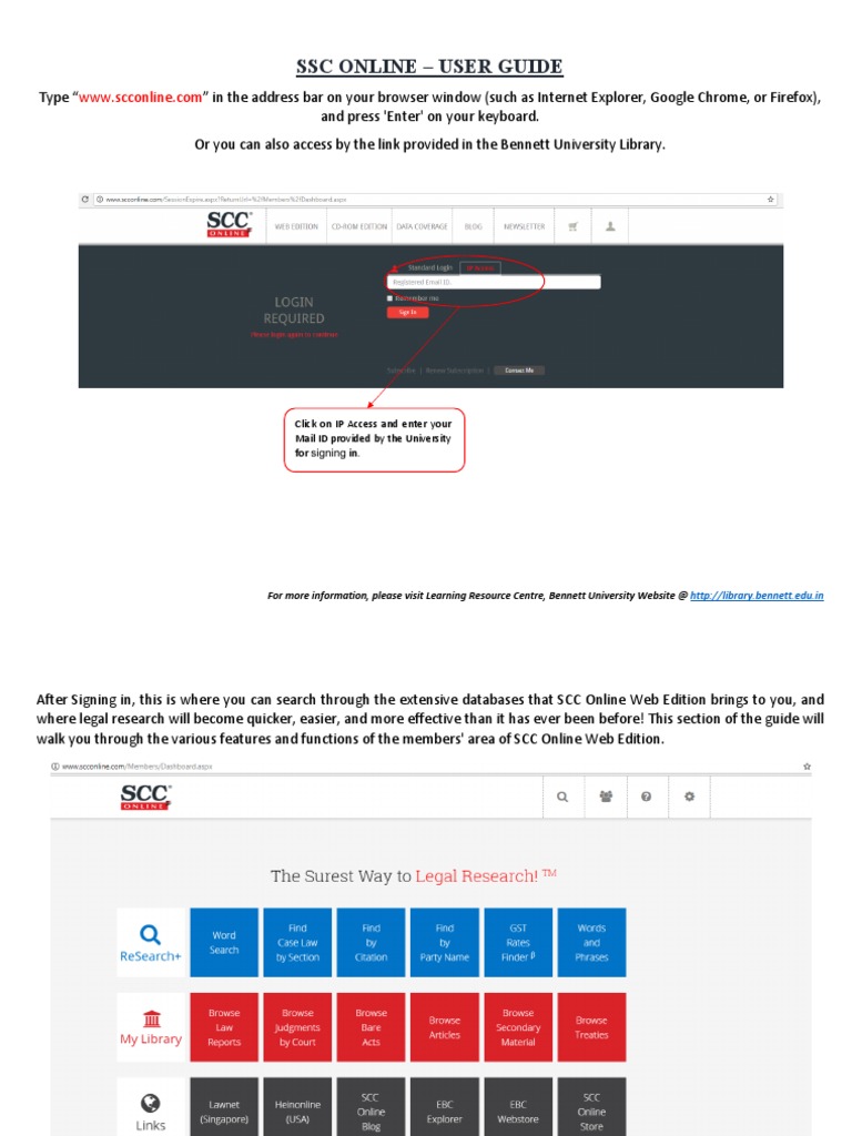 SCC Online User Guide | PDF | Internet & Web | World Wide Web