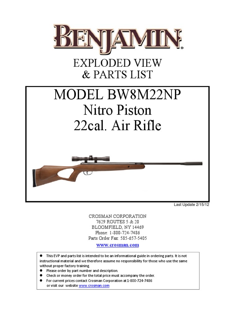 Nitro Piston Model Bw8M22Np 22cal. Air Rifle: Exploded View & Parts ...
