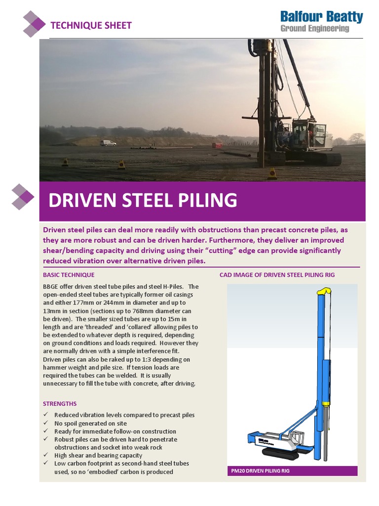 Driven Steel Piling - BBGE | PDF | Deep Foundation | Materials