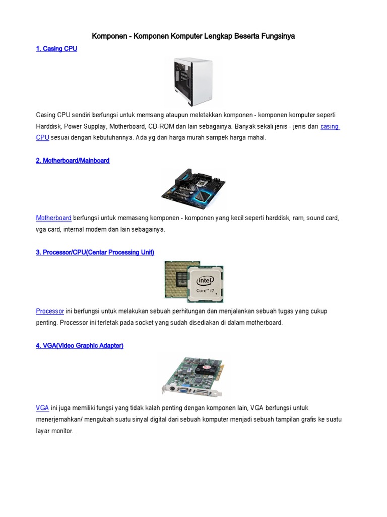 Komponen Komputer | PDF | Game & Aktivitas | Teknologi & Rekayasa