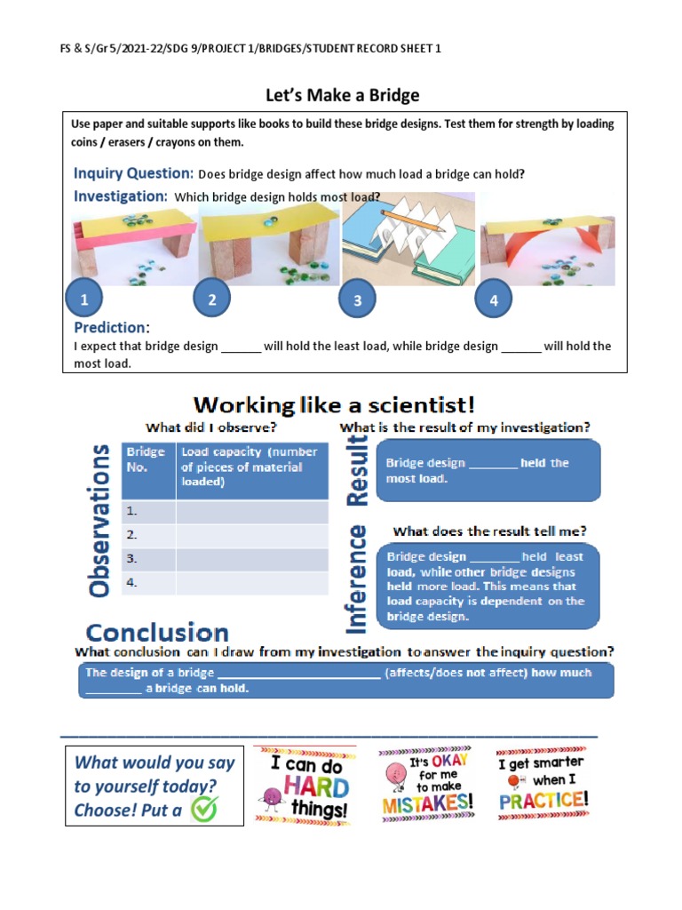 Let's Make A Bridge: Inquiry Question: Investigation | PDF