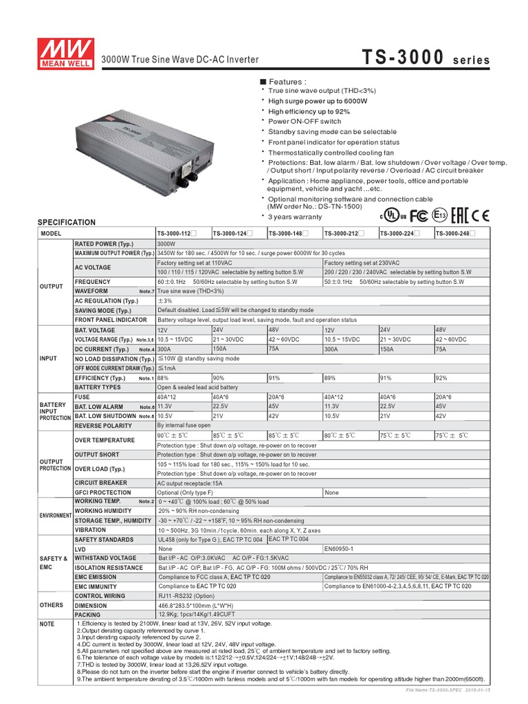 3000W True Sine Wave DC-AC Inverter: Series | PDF | Power Inverter ...