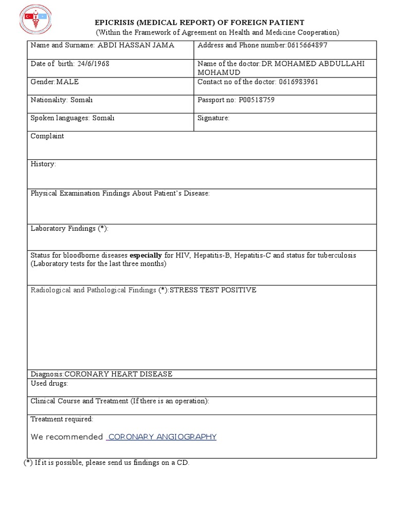 Epicrisis (Medical Report) of Foreign Patient: Radiological and ...