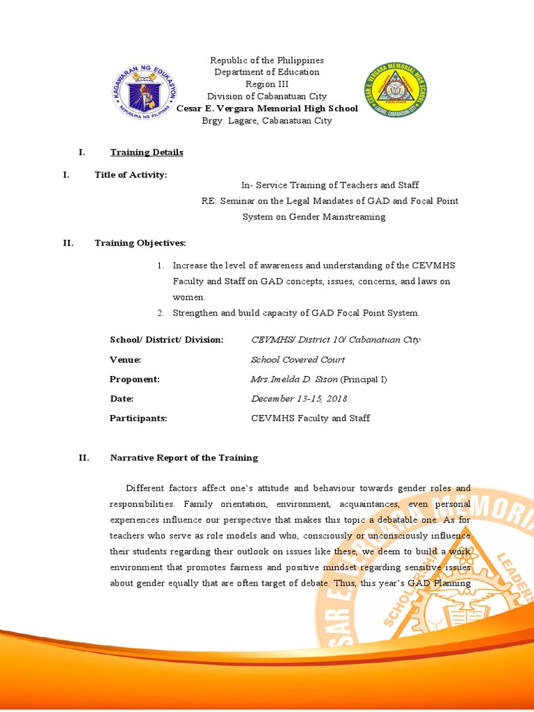 Narrative Report On GAD | PDF | Gender | Gender Studies