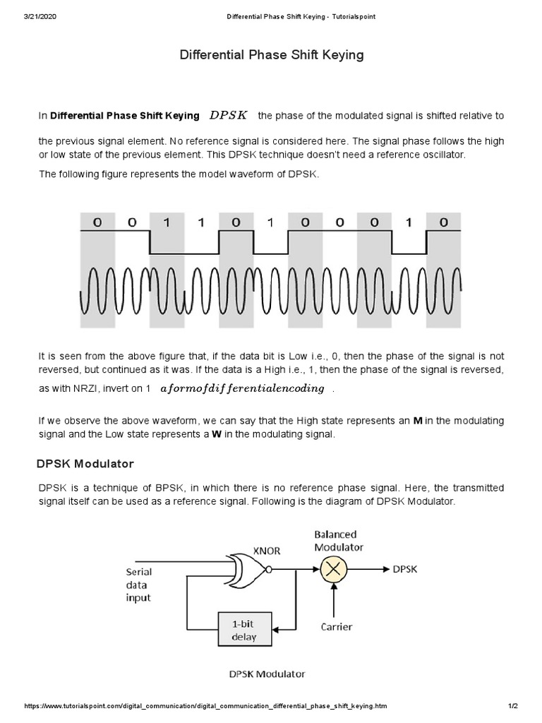 Differential Phase Shift Keying | Download Free PDF | Modulation | Data ...