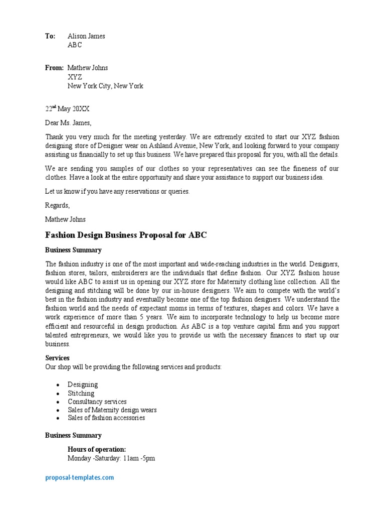 Business Proposal in Fashion Design - 1 | PDF | Advertising | Fashion