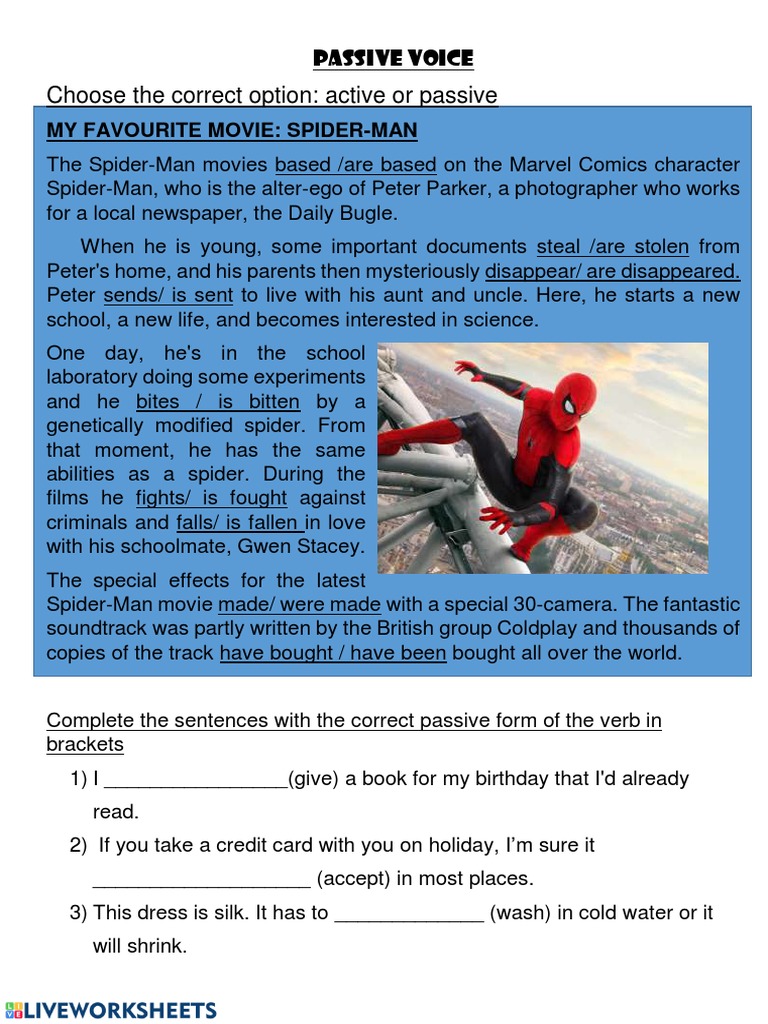 Spider-Man and Passive Voice Exercises | PDF
