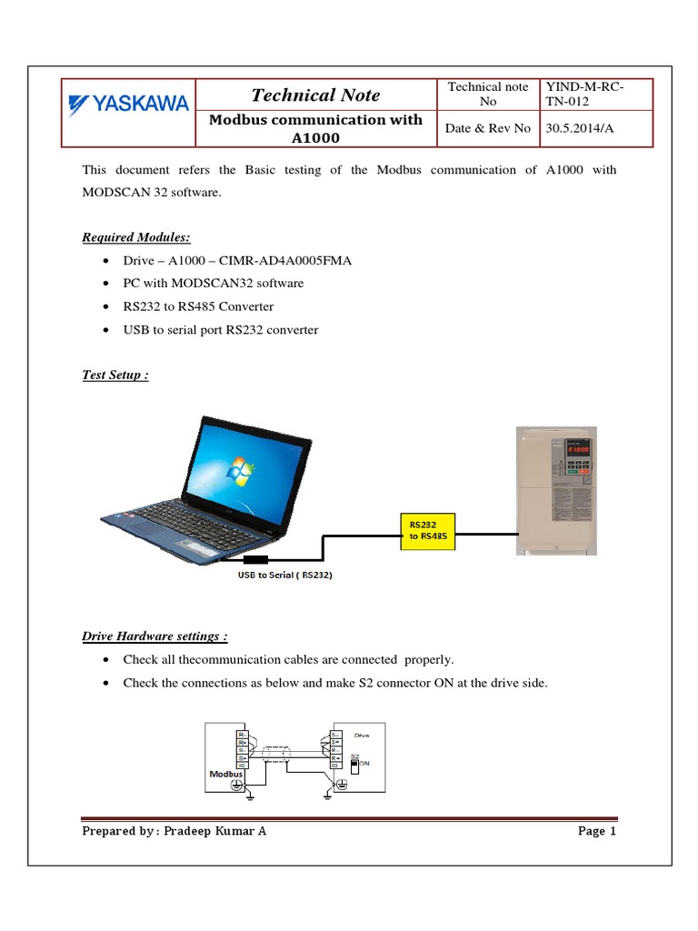 Technical Note - Modbus With Yaskawa Drives | PDF | Computer Engineering | Computing