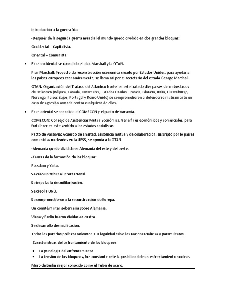 Orígenes y características de la Guerra Fría | PDF | Guerra Fría ...