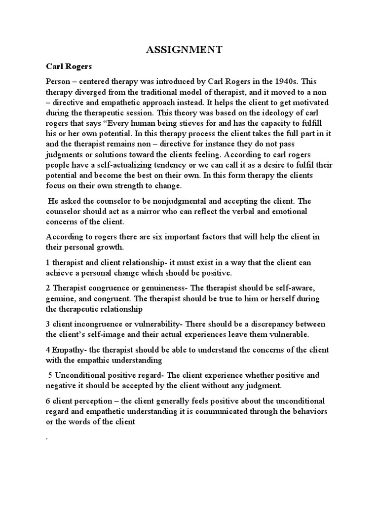 Assignment: Carl Rogers | PDF | Psychotherapy | Empathy