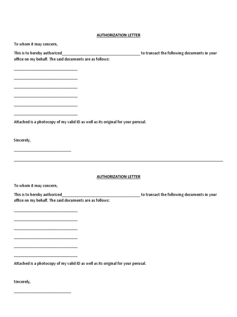 AUTHORIZATION LETTER Sample