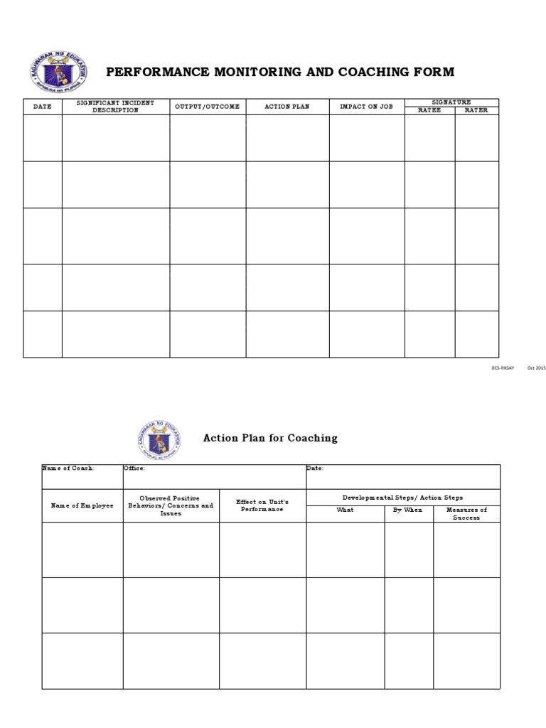 Performance Monitoring and Coaching Form | PDF