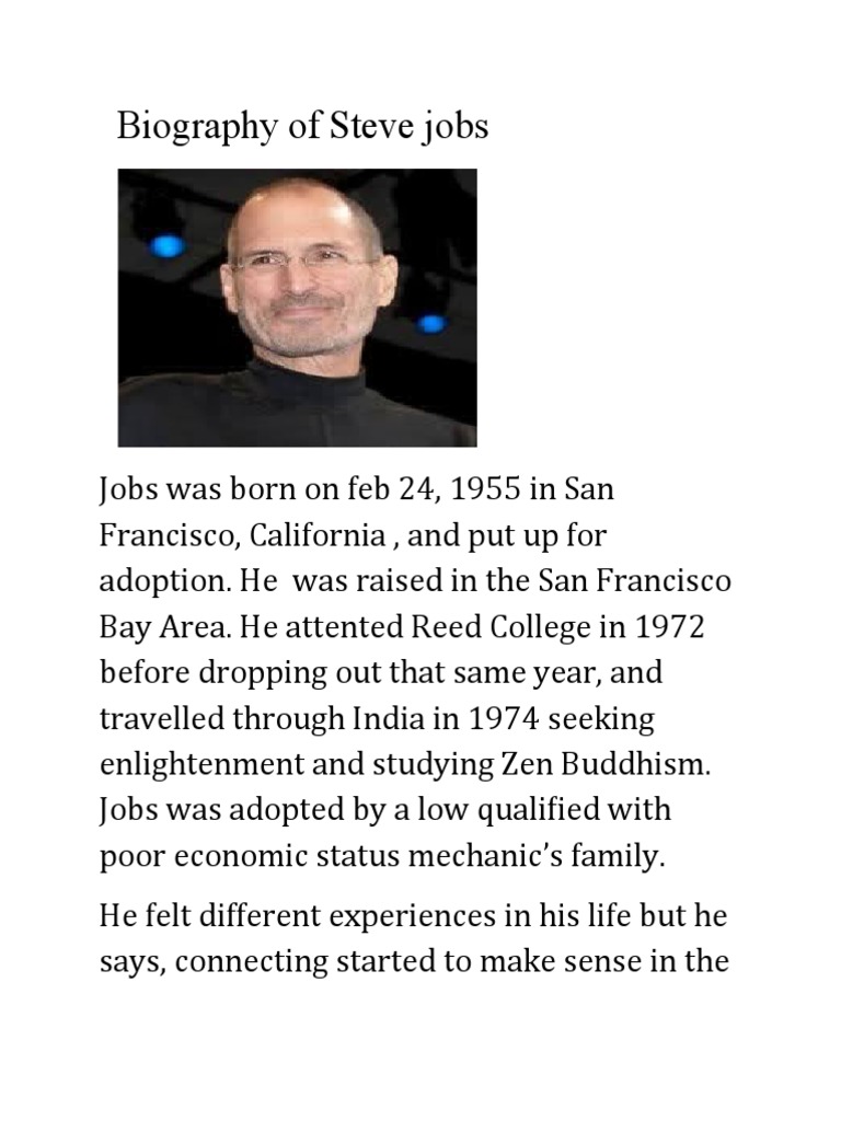Biography of Steve Jobs | PDF | Steve Jobs | Apple Inc.