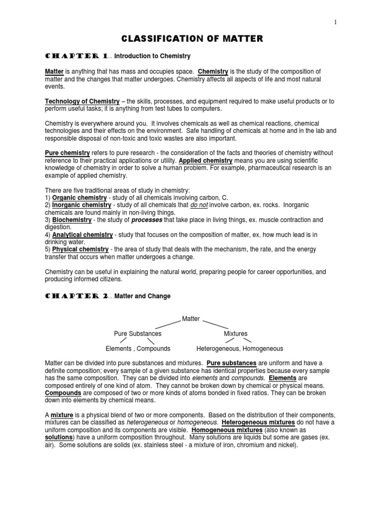 Chapter 1 Introduction To Chemistry | PDF | Mixture | Solution