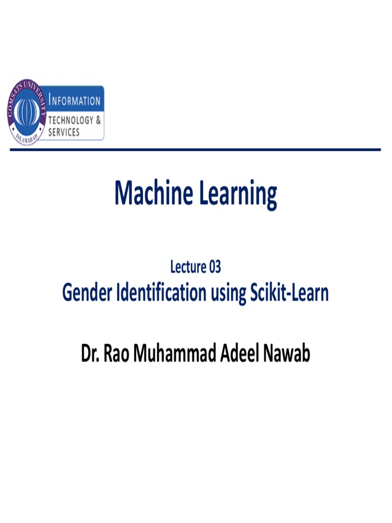 Machine Learning Notes - Lec 03 - Gender Identification Using Scikit ...
