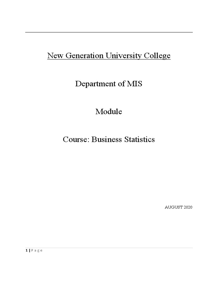 New Generation University College: AUGUST 2020 | PDF | Sampling ...
