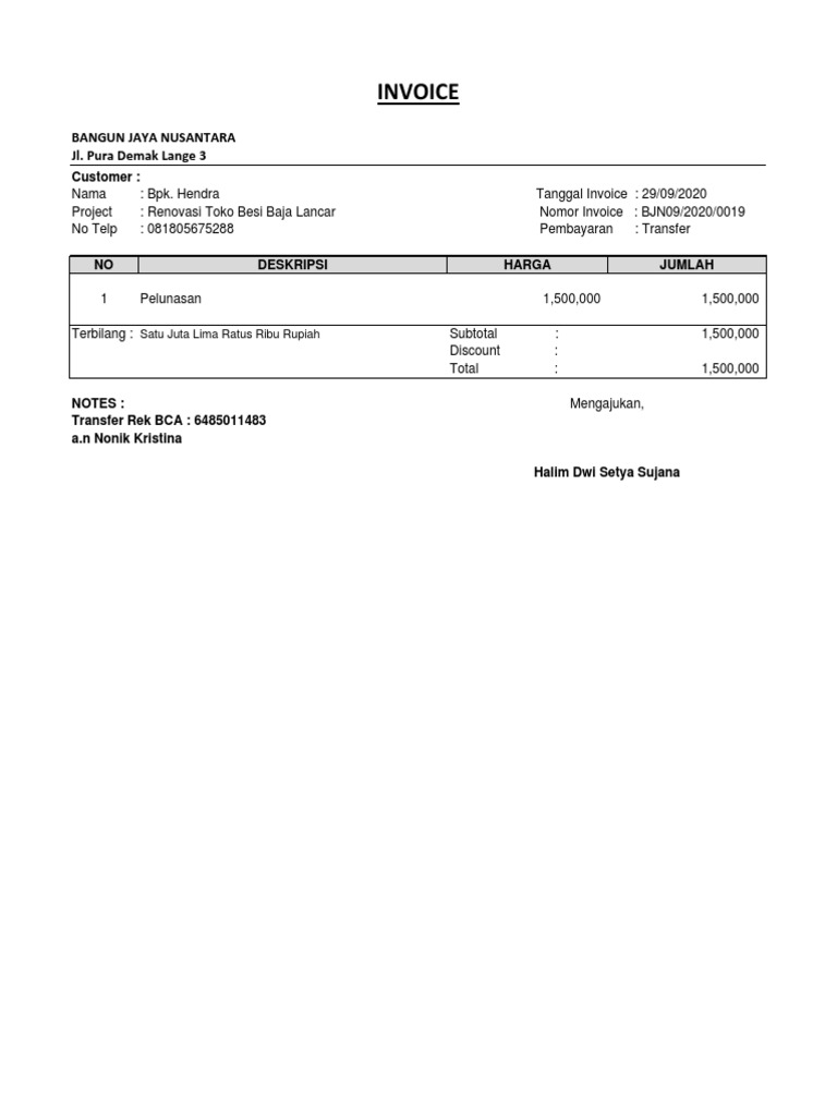 Invoice Toko Besi Baja Lancar | PDF