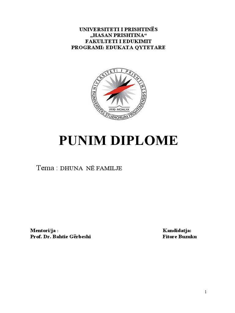 Punim Diplome Dhuna Ne Familje | PDF