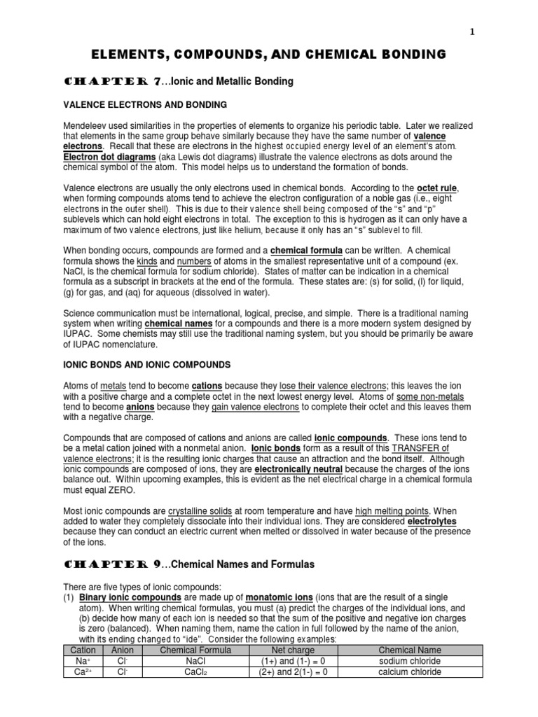 Elements, Compounds, and Chemical Bonding | PDF | Ion | Chemical Compounds