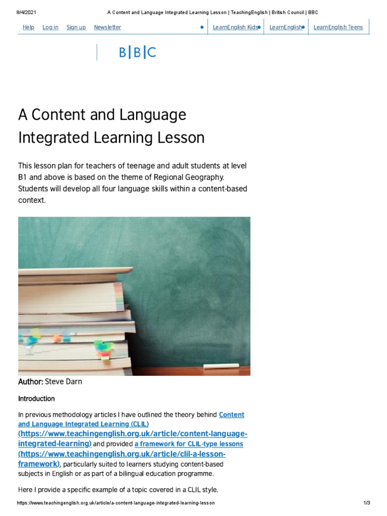 A Content and Language Integrated Learning Lesson - TeachingEnglish ...