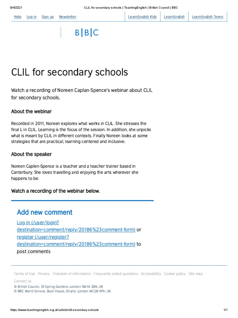CLIL For Secondary Schools - TeachingEnglish - British Council - BBC | PDF CLIL For Secondary Schools - TeachingEnglish - British Council - BBC | PDF