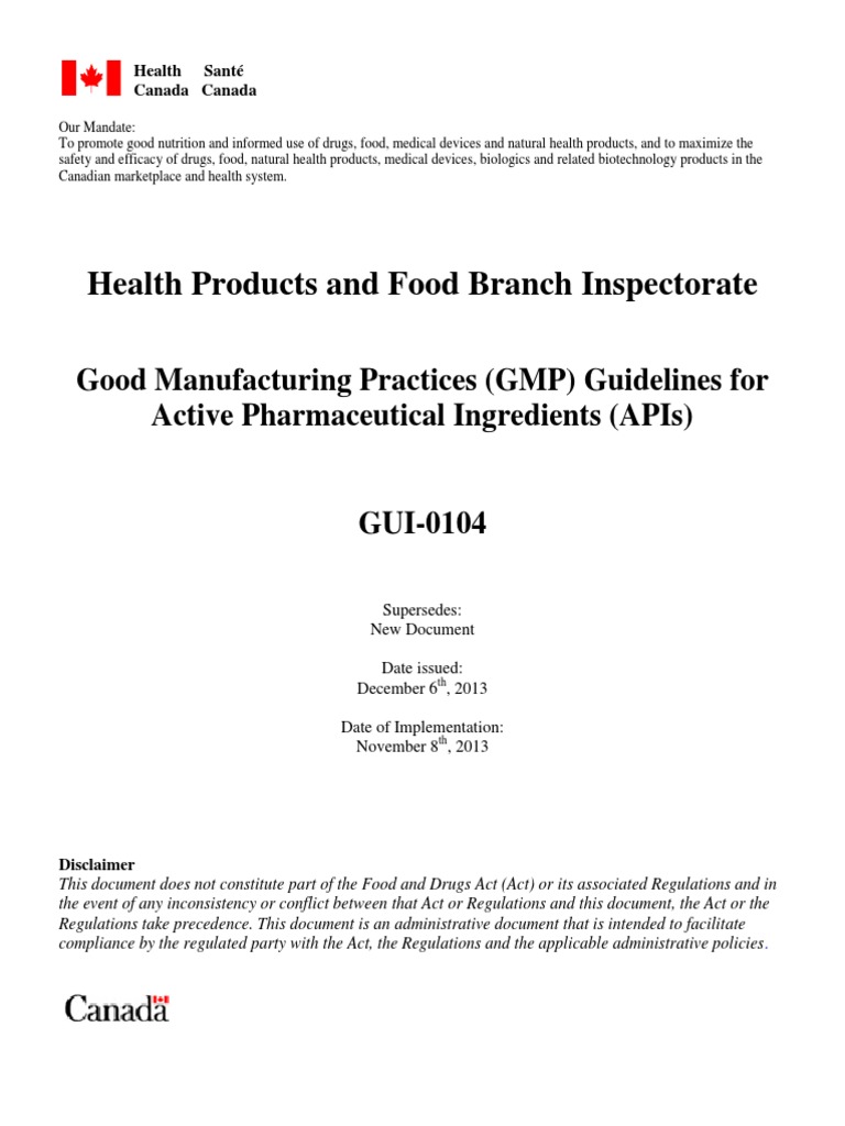 GMP Guidelines for APIs - GUI-0104 | PDF | Business | Wellness