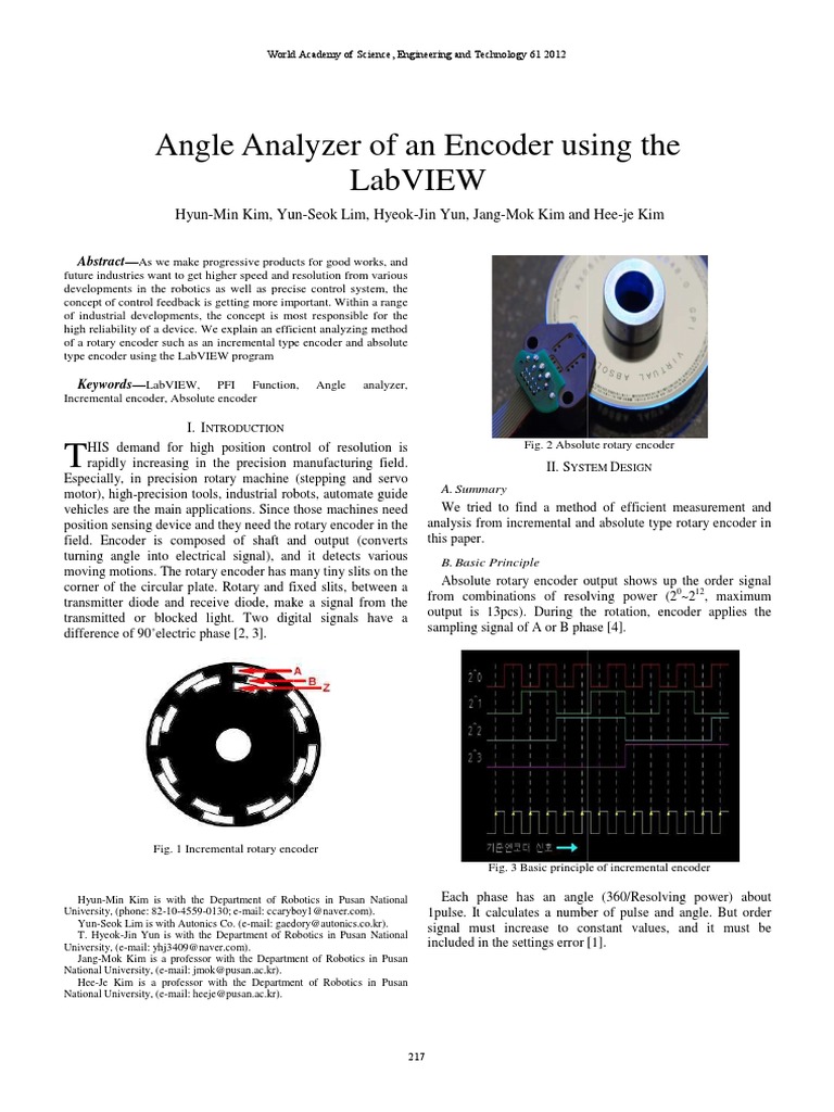 Angle Analyzer Analyzer of An Encoder Using The Labview Using The | PDF ...