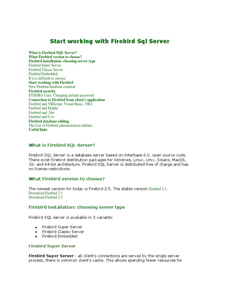 Firebird SQL Server Setup Guide | PDF | Active X Data Objects | Visual ...