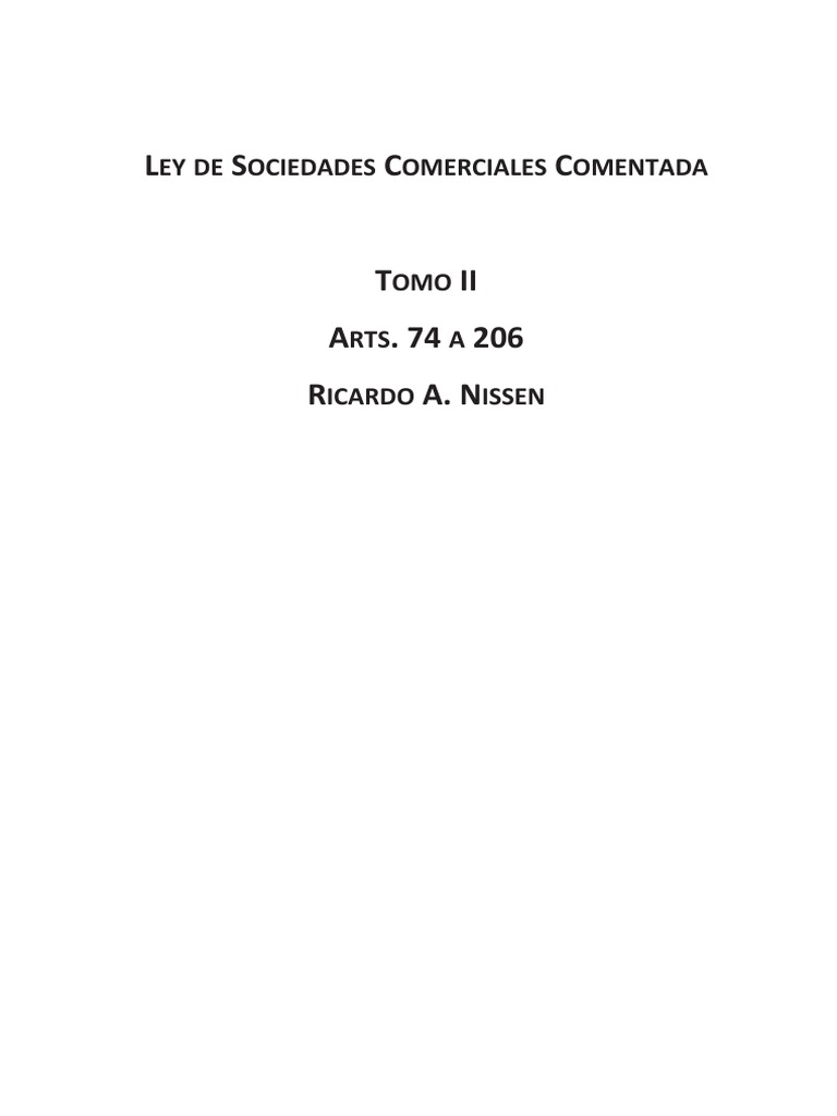Ley General de Sociedades Comentada Nissen Tomo II | PDF | Sociedad de responsabilidad limitada ...