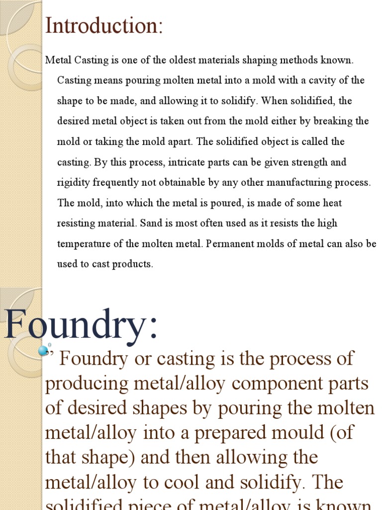 Introduction 1.. Foundry | PDF | Casting (Metalworking) | Foundry