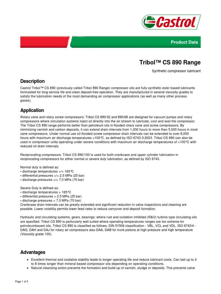 Castrol Tribol Cs 890 | PDF | Lubricant | Liquids
