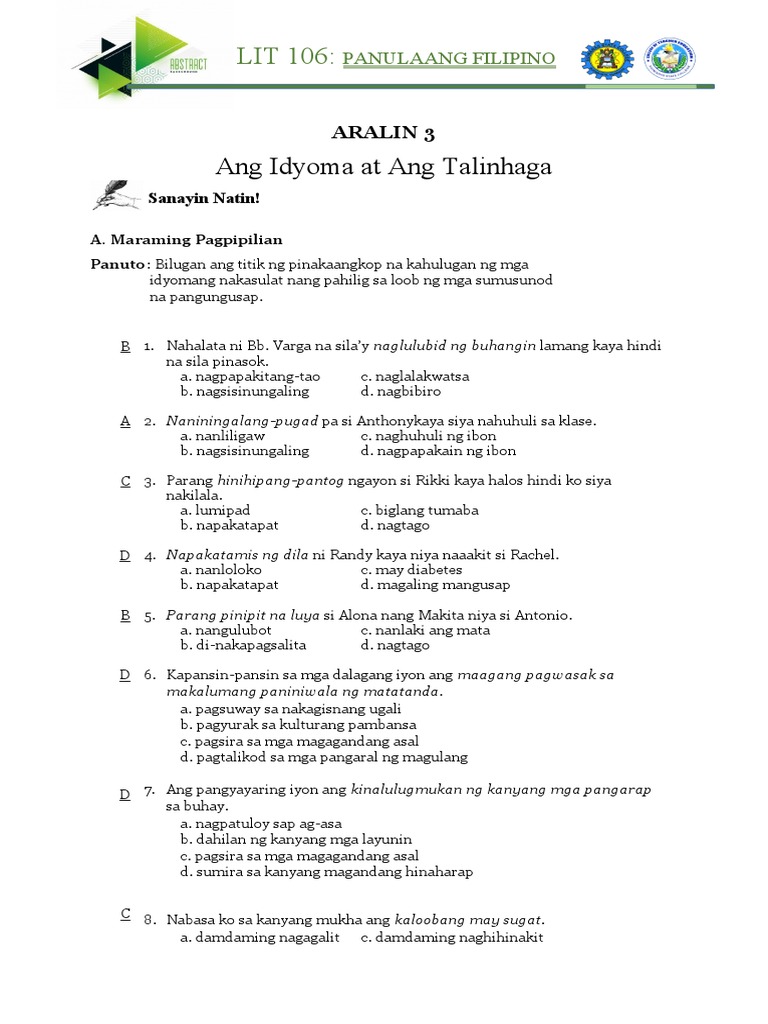 Aralin 3-6 (Panulaan) | PDF