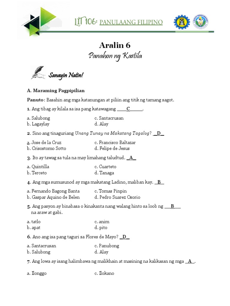 Aralin 6panulaan | PDF