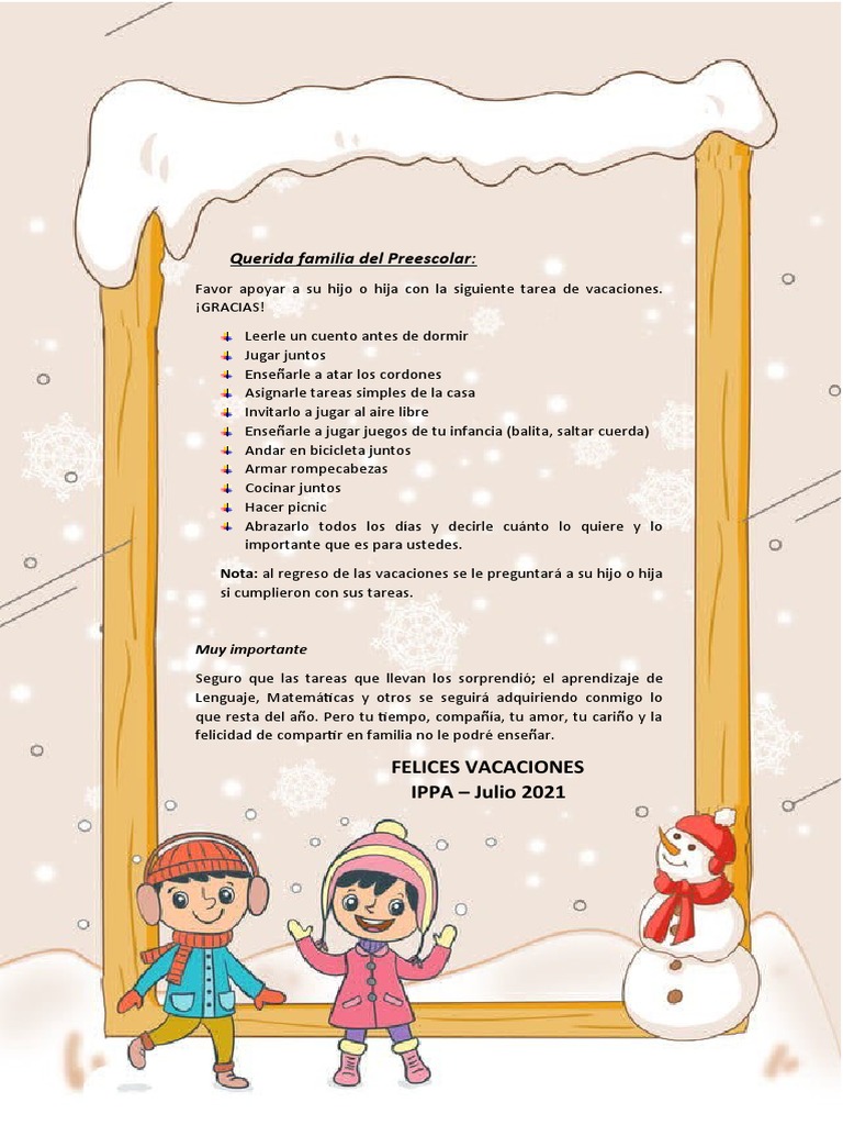 Actividades para Vacaciones de Invierno | PDF