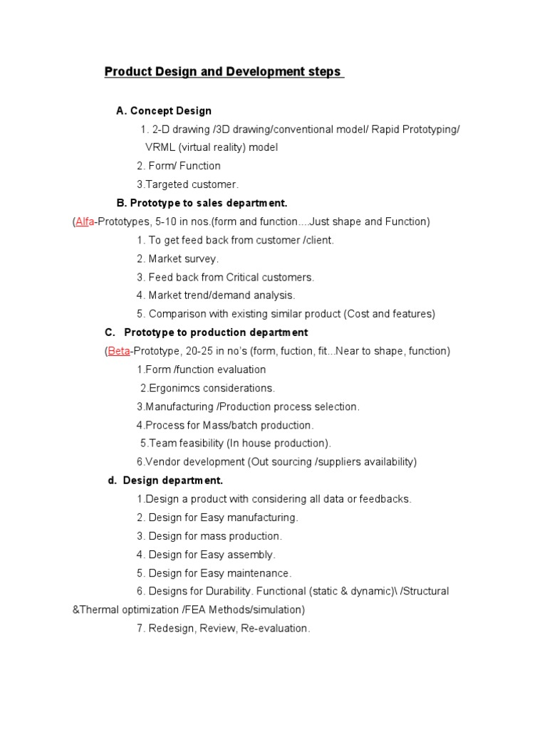 Product Design and Development Steps | PDF | Reliability Engineering ...