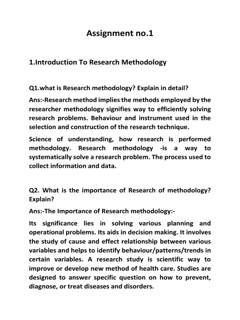 Assignment No.1: 1.introduction To Research Methodology | PDF ...
