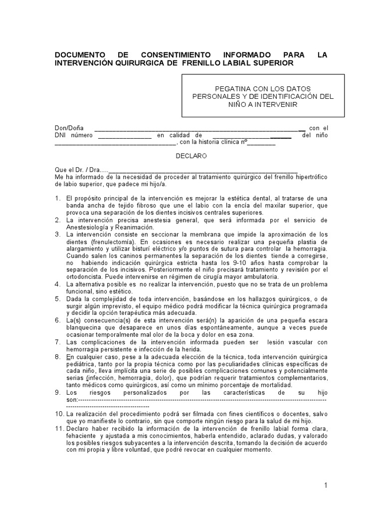 Frenillo Labial | PDF | Cirugía | Ortodoncia