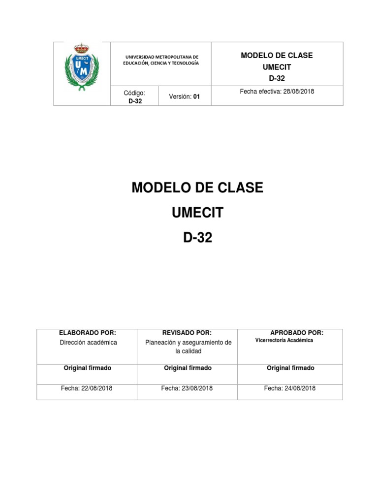 Modelo de Clase UMECIT | PDF | Aprendizaje | Plan de estudios