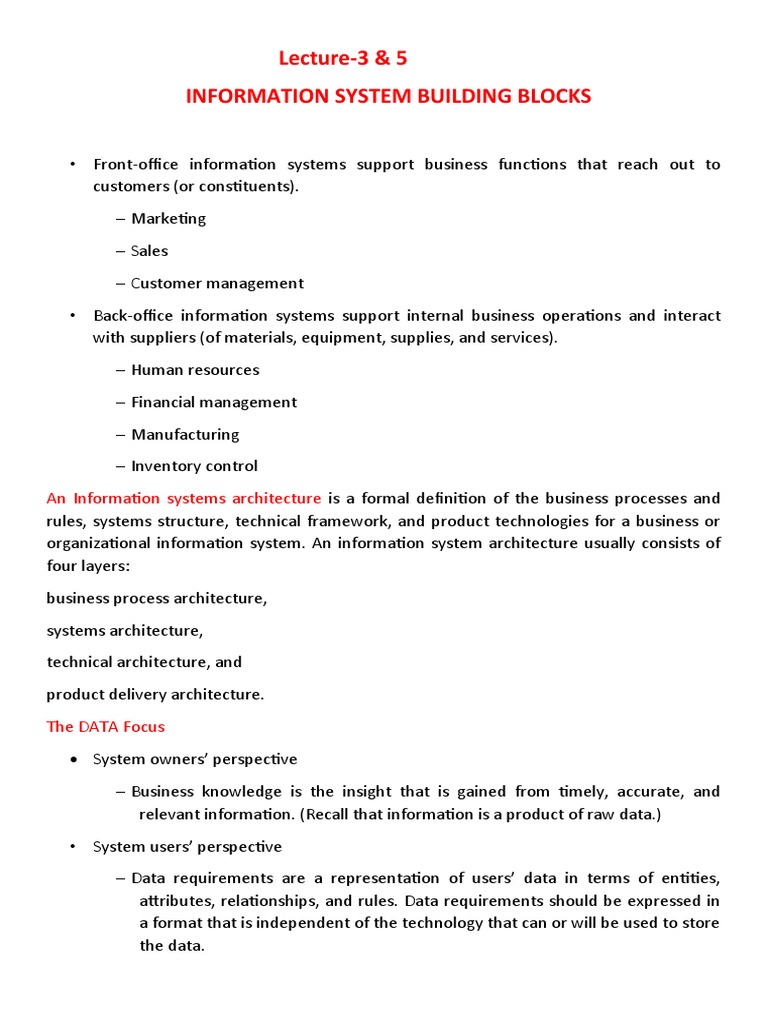 An Overview of Information Systems Building Blocks from Multiple ...