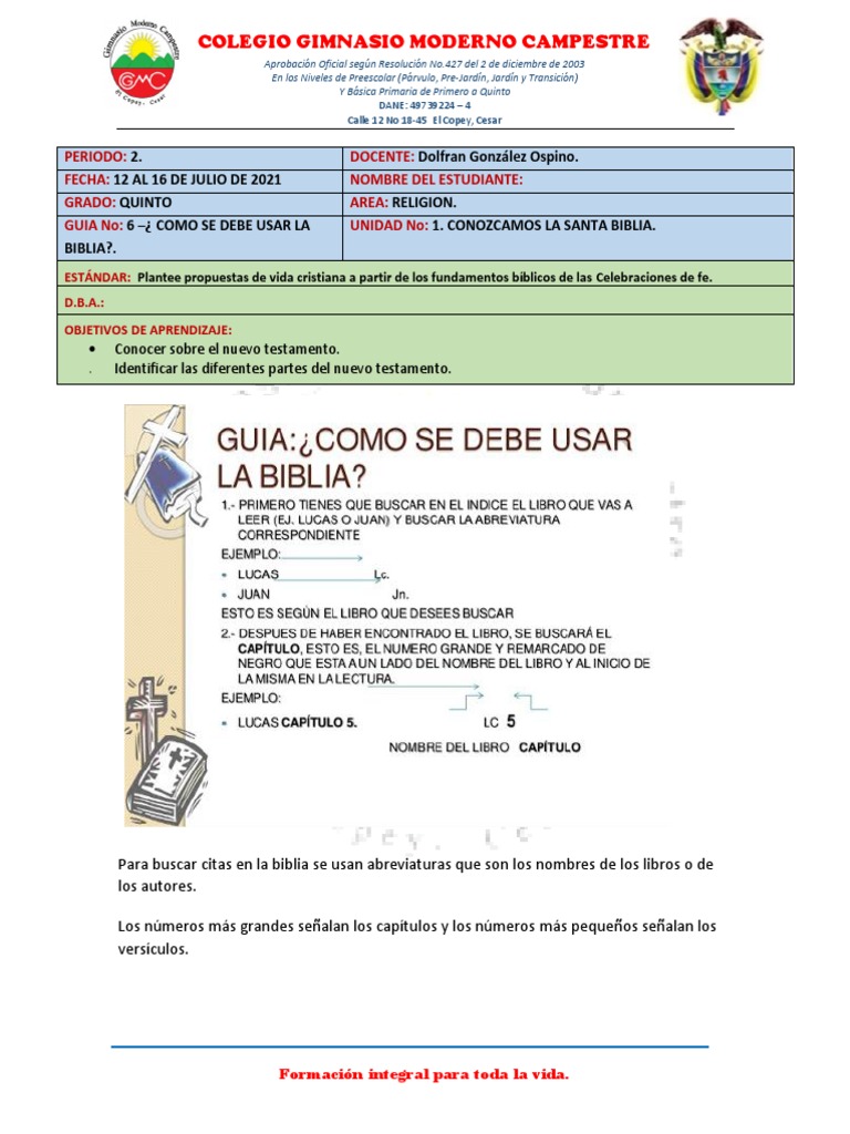 Religion Guia No 6 Como Usar La Biblia Pdf Biblia Textos