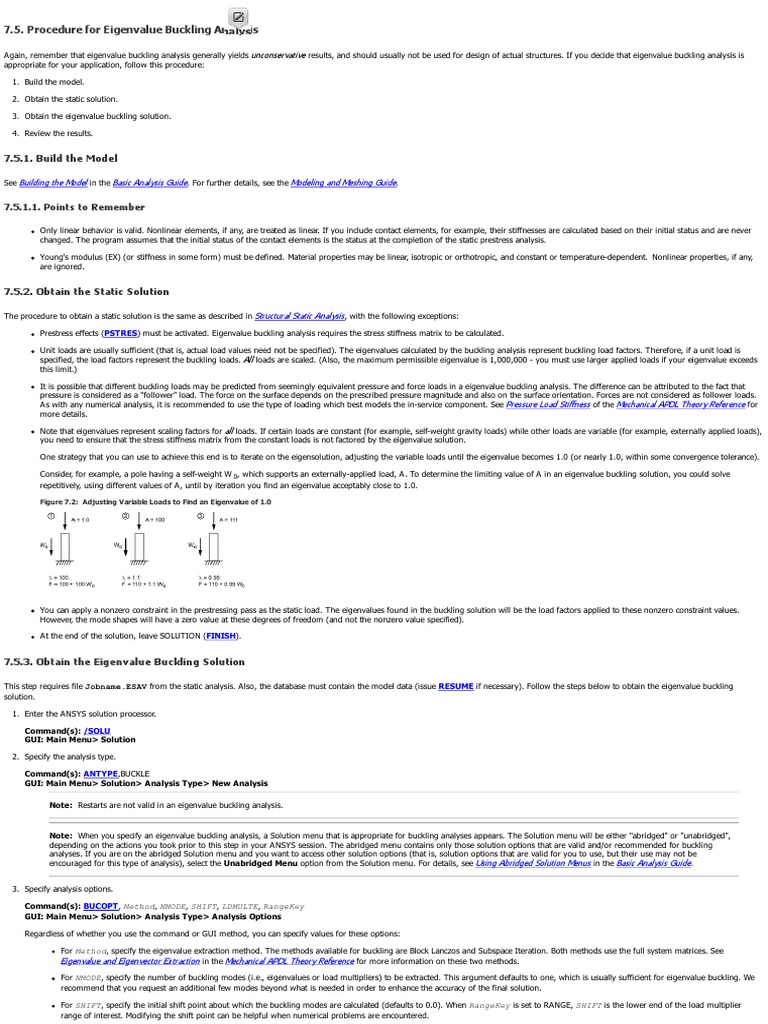 7.5. Procedure For Eigenvalue Buckling Analysis | PDF | Eigenvalues And Eigenvectors | Buckling