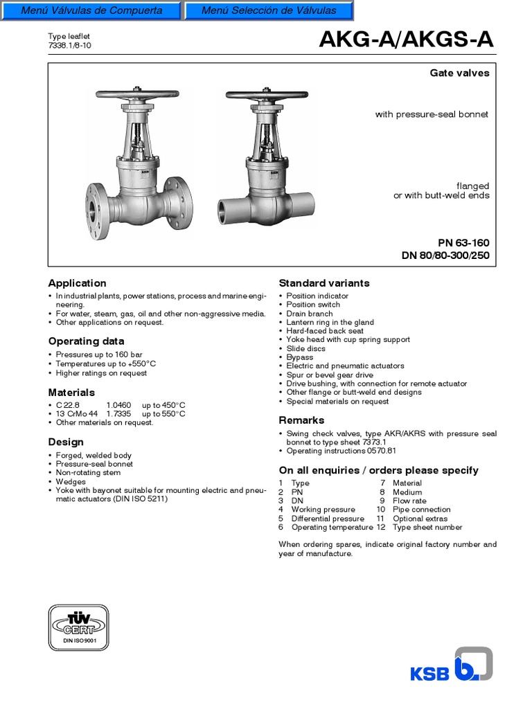 Akg-A/Akgs-A: Gate Valves | PDF | Valve | Pipe (Fluid Conveyance)