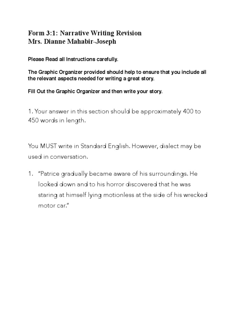 Narrative Writing Form 3 Online | PDF