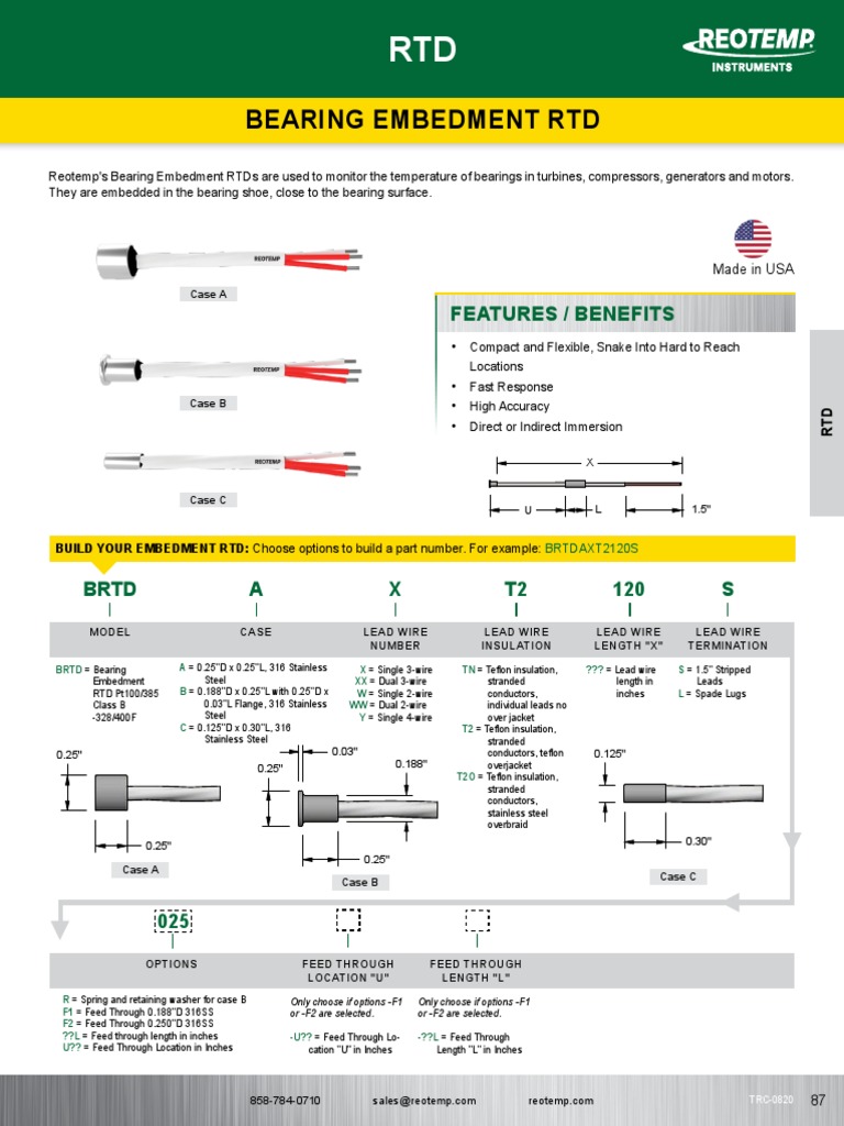 Bearing Embedment RTD: Features / Benefits | PDF | Wire | Manufactured ...