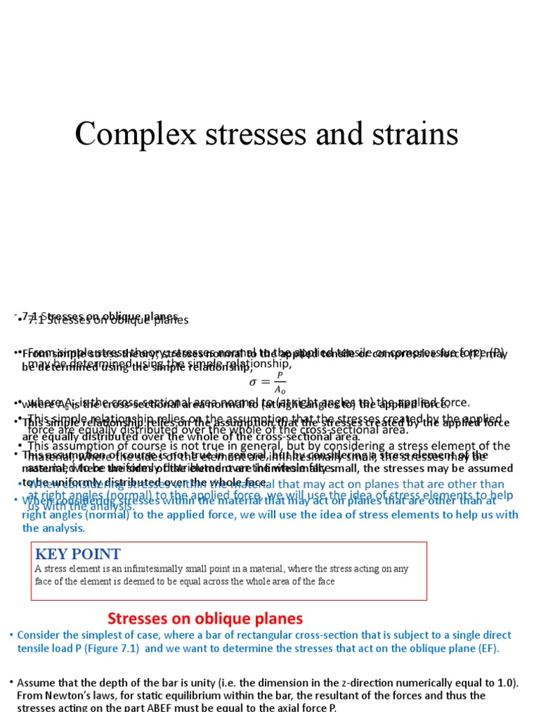 Stresses on Oblique Planes Explained | PDF | Stress (Mechanics) | Yield ...