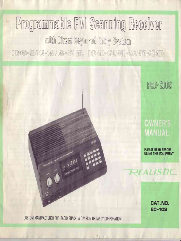 Realistic PRO 2009 Owner Manual | PDF