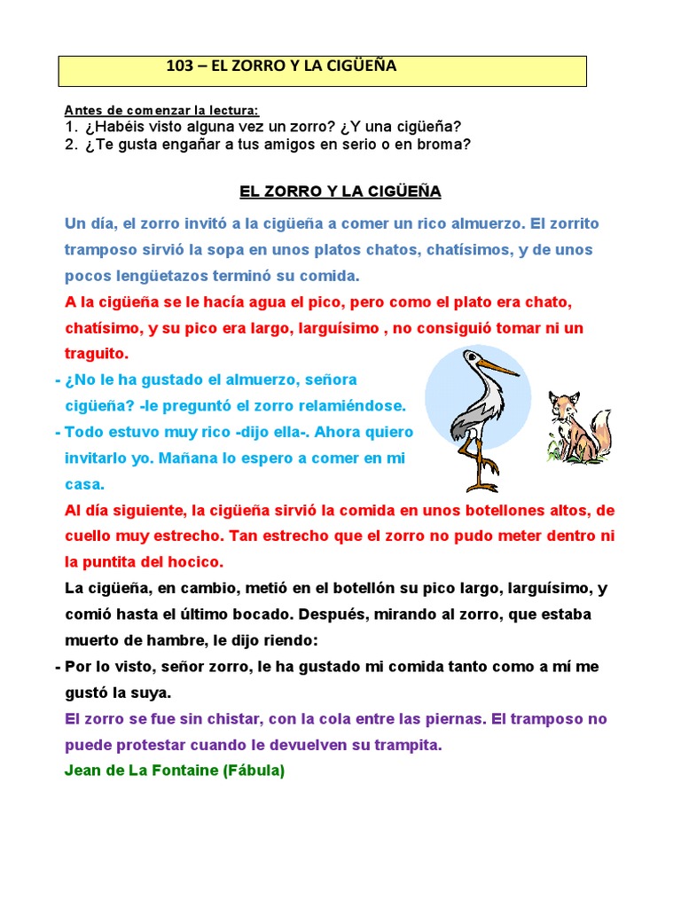 El Zorro y La Cigueña | PDF
