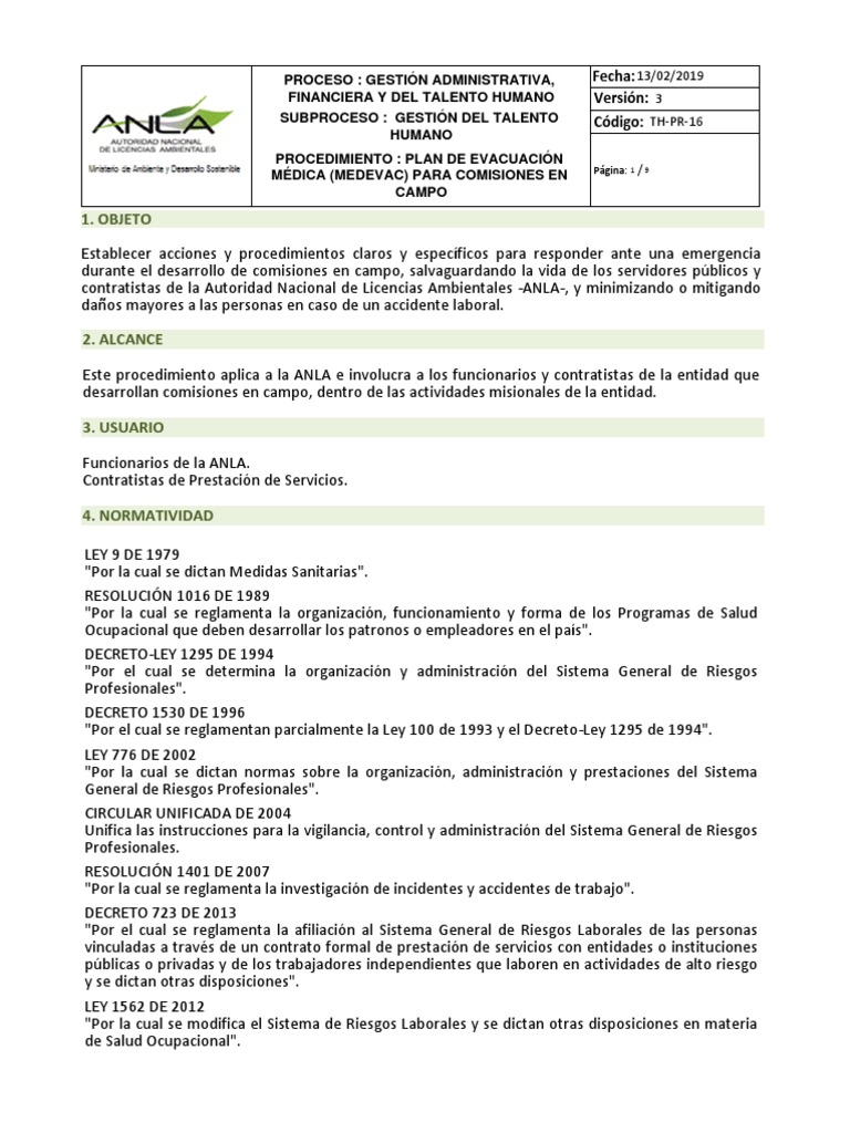 2 - Plan de Evacuacion Medica MEDEVAC | PDF | Cuidado de la salud ...