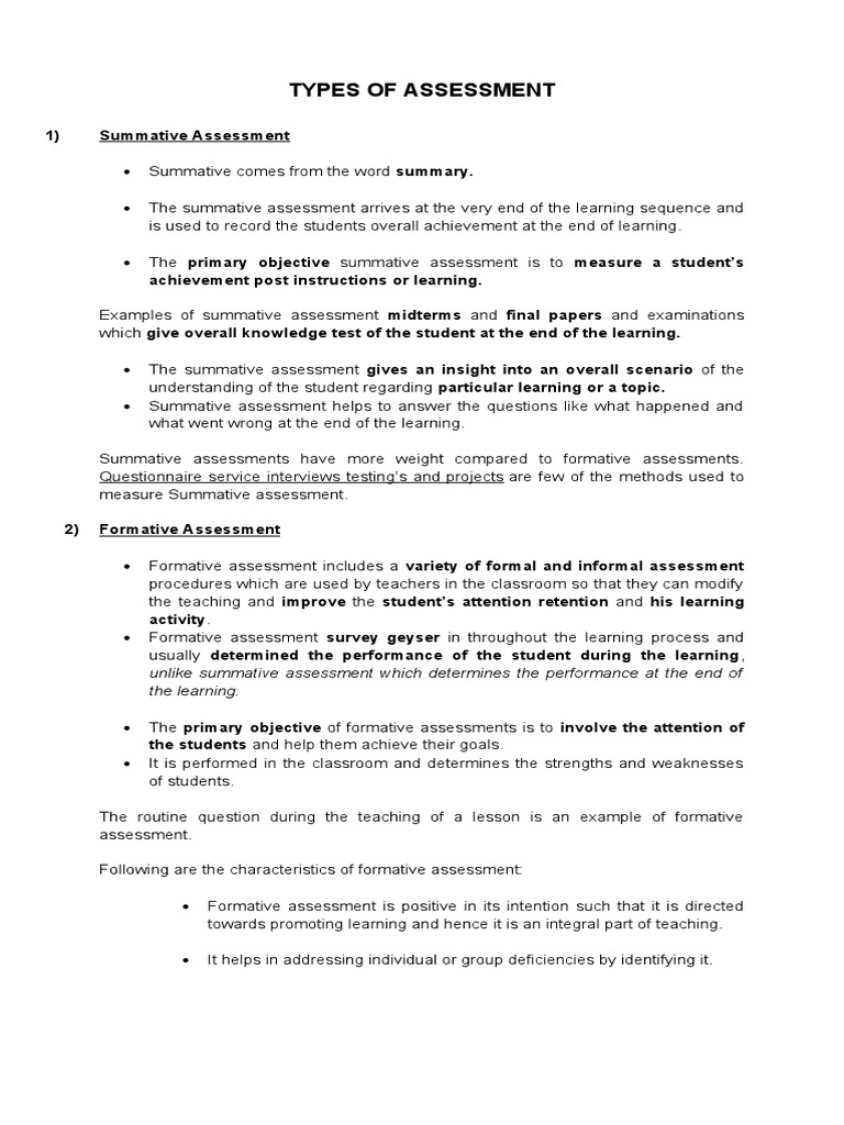 Types of Assessment | PDF | Educational Assessment | Test (Assessment)